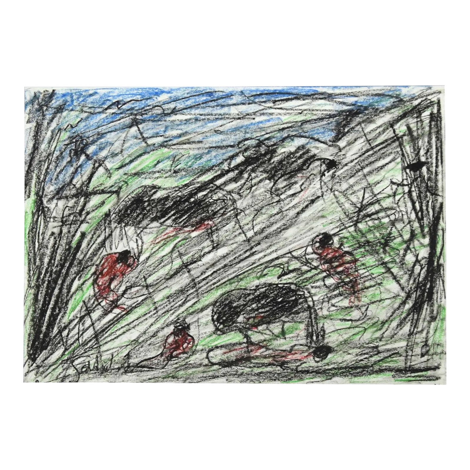 Nazareno Gattamelata, Roman Landscape, Oil Pastels, 1970s | Chairish