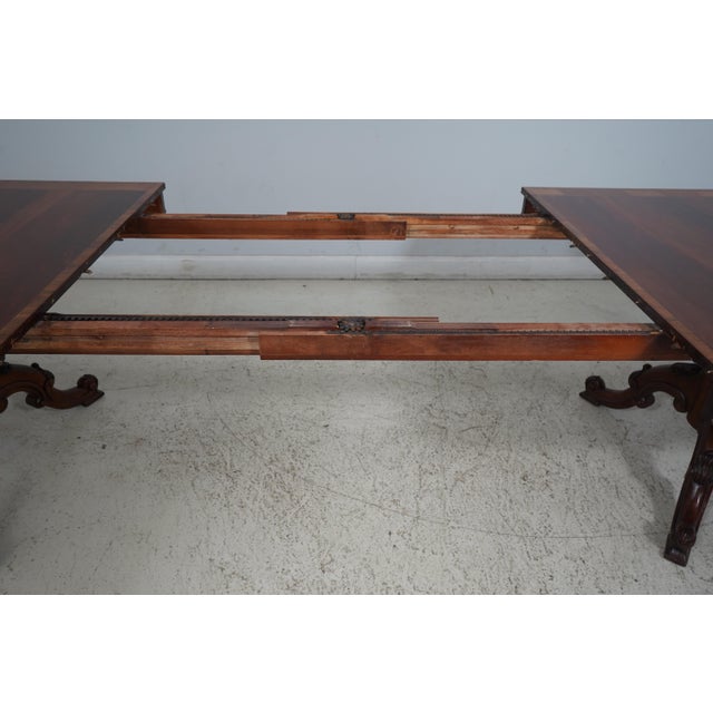 Large Continental Style Mahogany Dining Room Table | Chairish