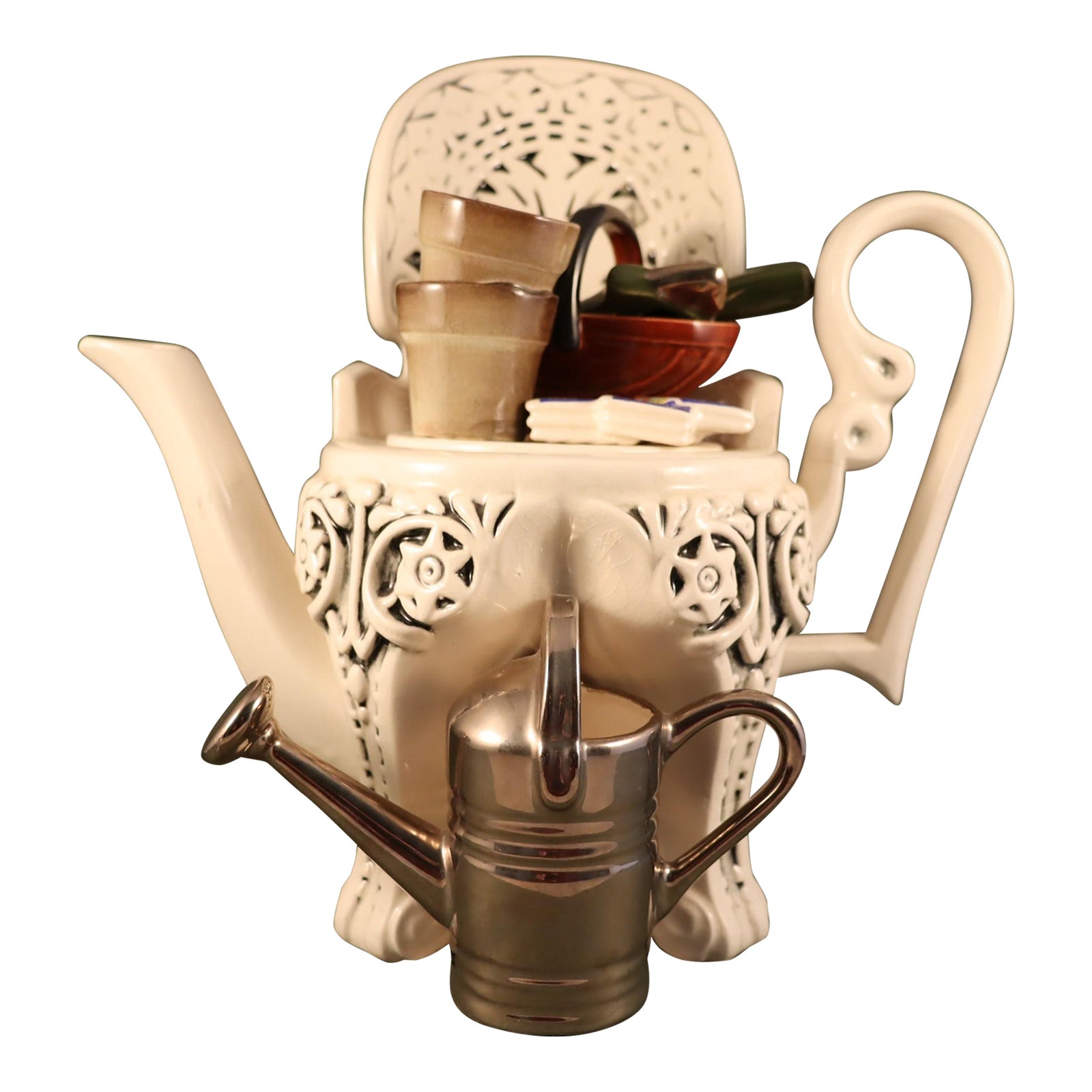 Vintage 1990's Large Richard Parrington Designs Garden Chair Tea Pot ...