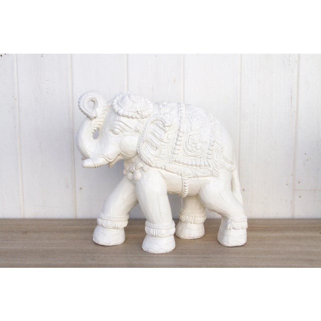 Set of 2, Painted White Elephant Statues | Chairish