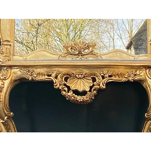 1940's French Louis XVI Baroque Rococo Handmade Beech Console Set With ...