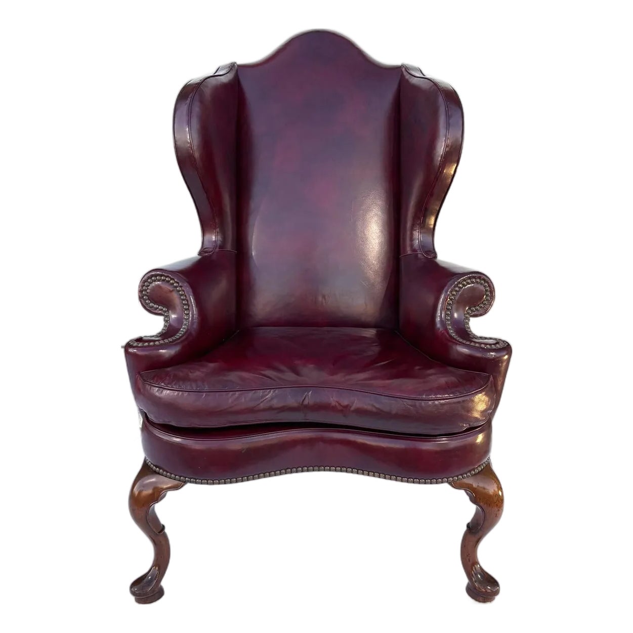 Georgian Style Leather Wingback Chair by Kittinger | Chairish