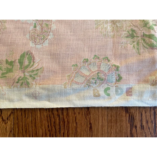 Kathryn Ireland Linen Fabric - "Quilt" Pattern - Pink 2 Yards | Chairish