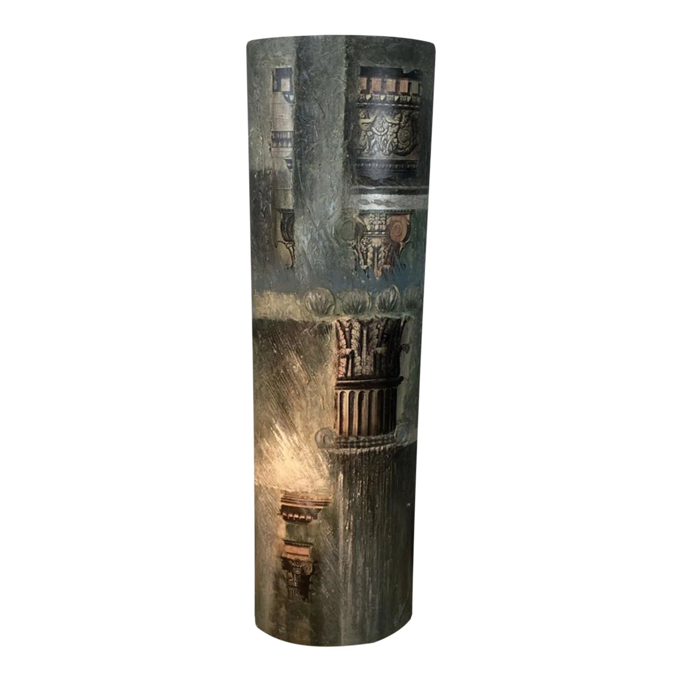 1970s Fornasetti Style Mixed Media Column Wall Art | Chairish