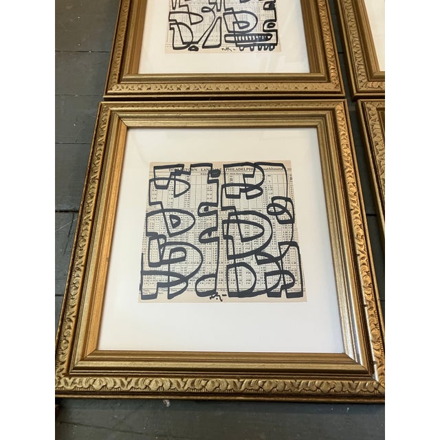 Contemporary 4 Original Wayne Cunningham Abstract Marker Drawings ...