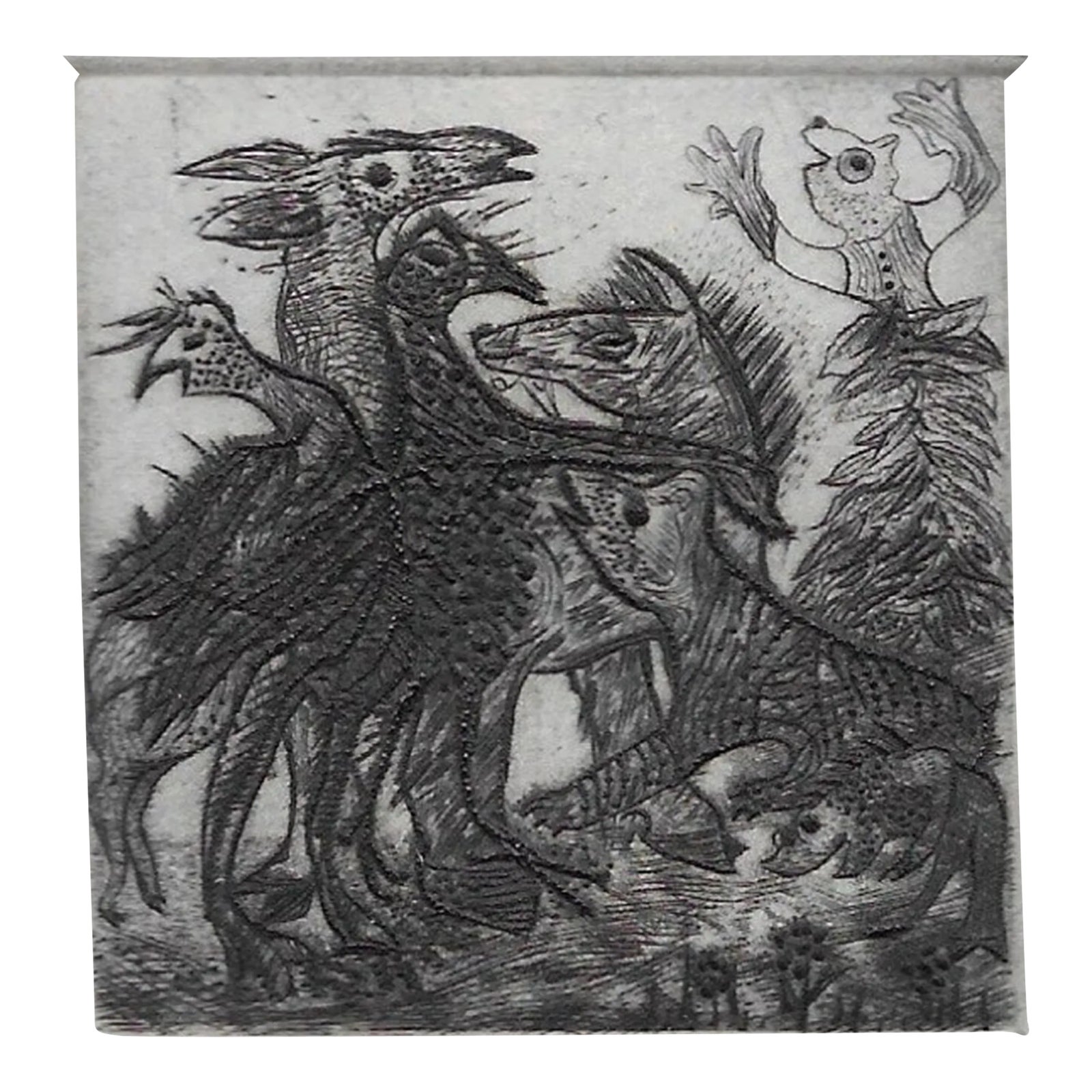 1972 Adrienne Cullom Fable Embossed Etching | Chairish