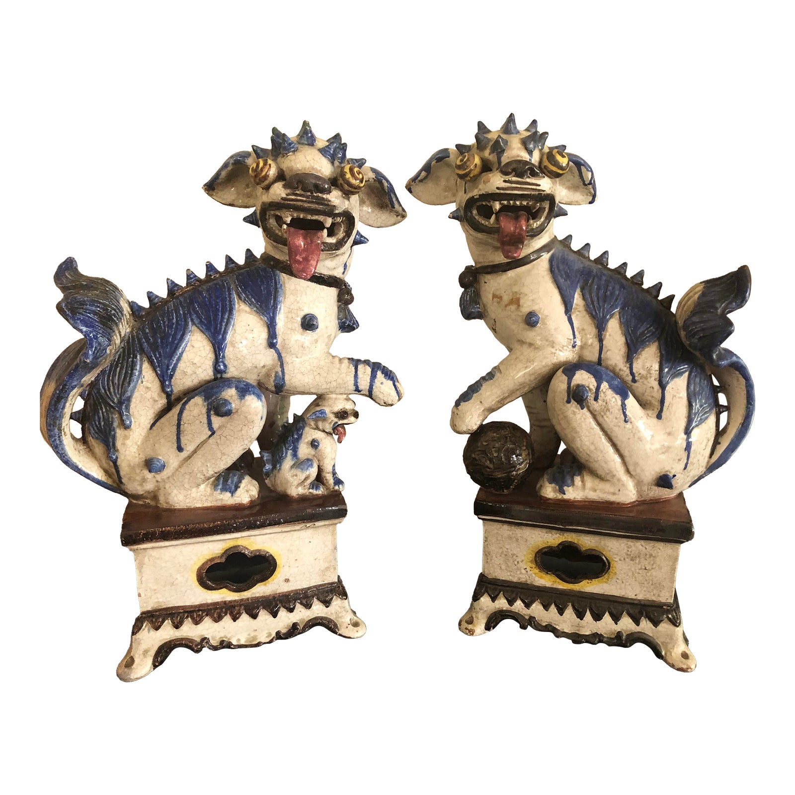 Pair of Italian Mid-Century Terracotta Temple Dogs | Chairish
