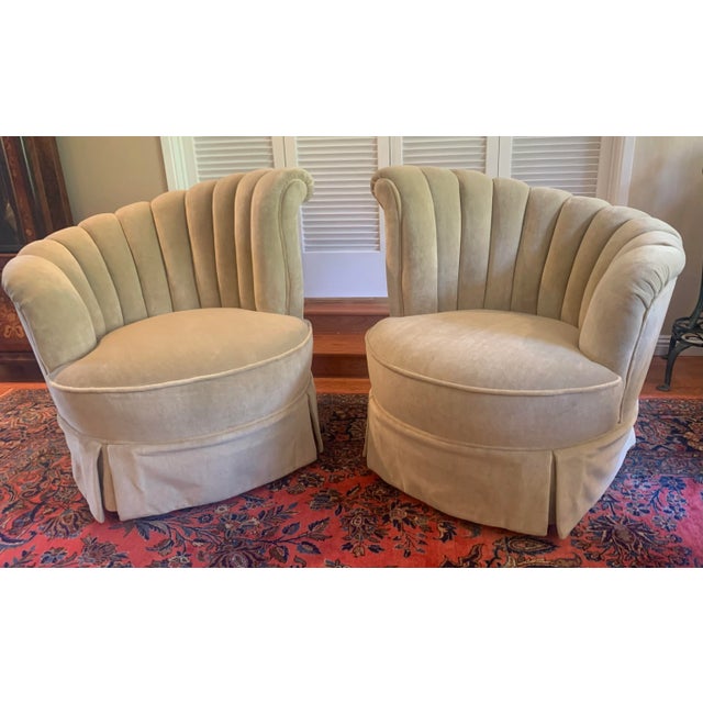 1930s French Art Deco Hollywood Regency Channel Back Lounge Chairs - a ...