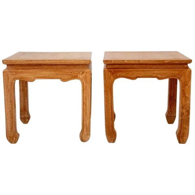 Pair of Asian Cypress Side Tables | Chairish