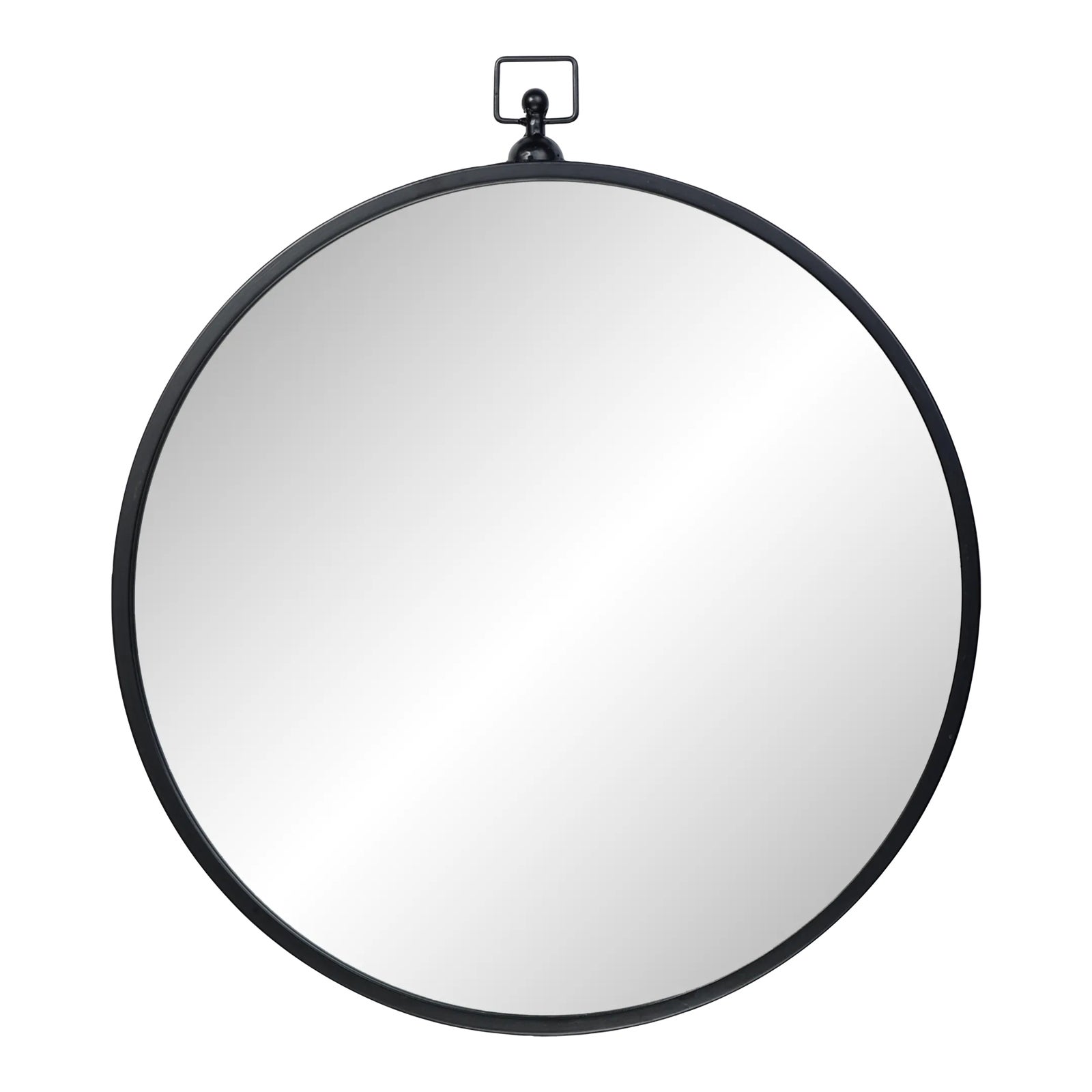 Zoe Round Iron Mirror in Black | Chairish