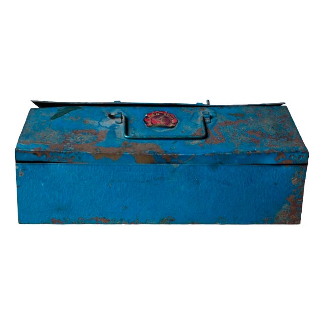 Blue Metal Tool Box, 1950s | Chairish