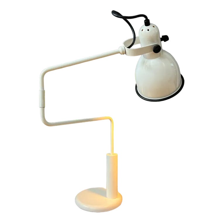 White Swing-Arm Anvia Elbow Table Lamp by Hoogervorst, 1970s | Chairish