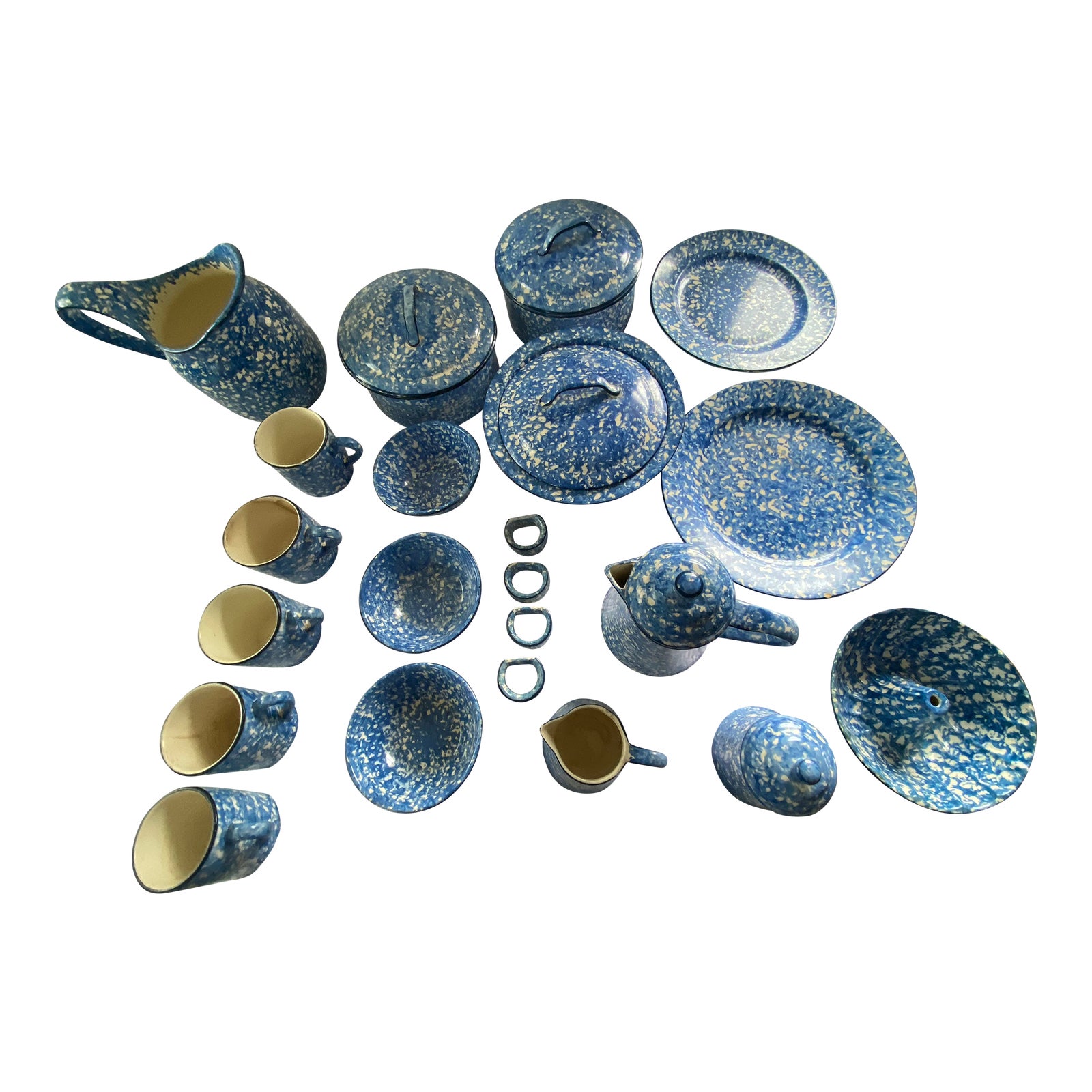 1940s Vintage Blue Stangl Sponge-Ware Stamped "Town & Country" Pattern ...