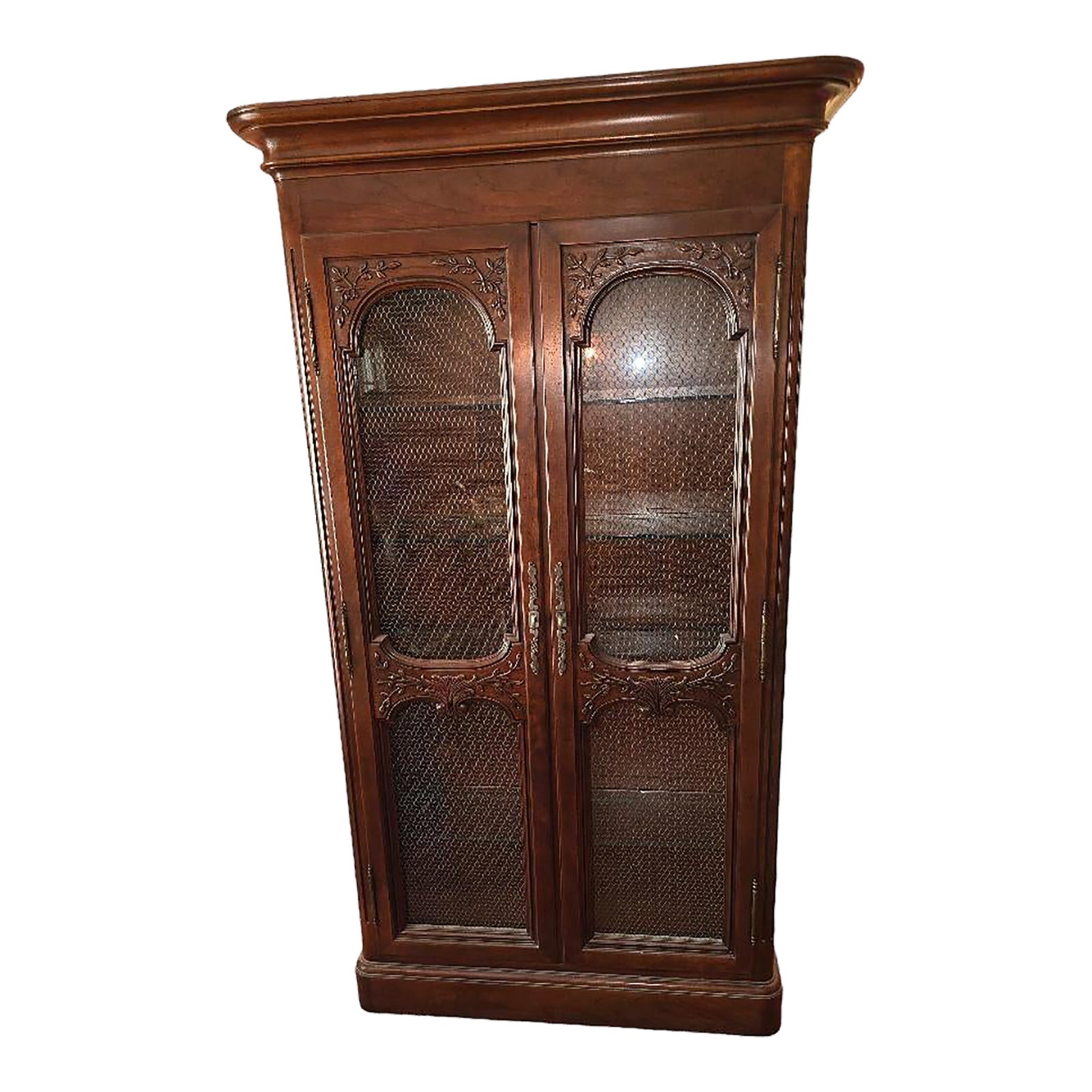 Late 20th Century Vintage Tall Curio Cabinet Lighted Display Cabinet W ...