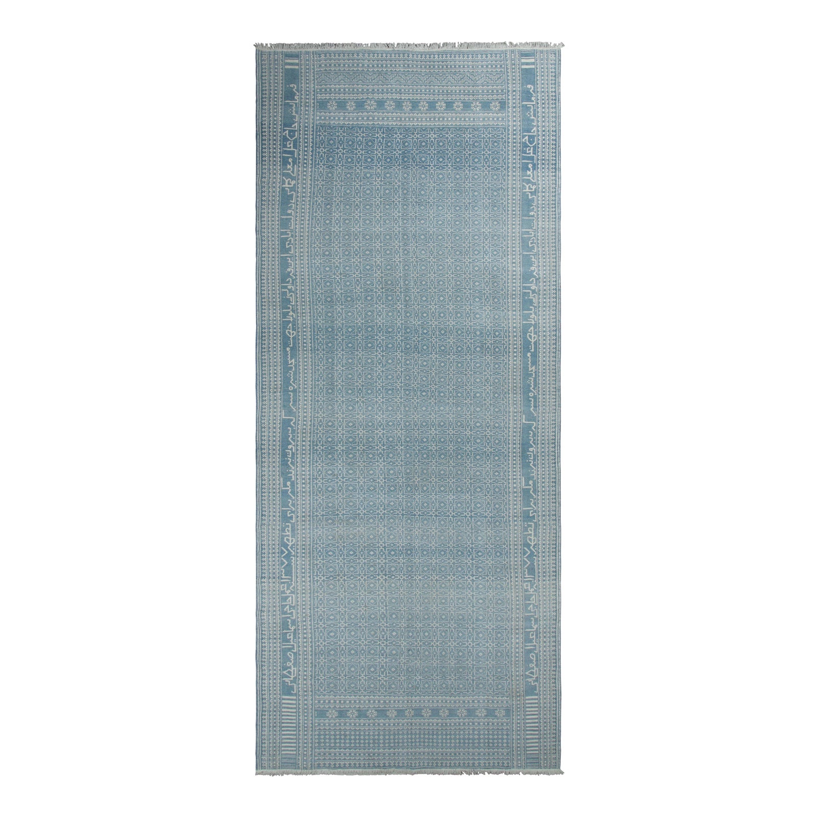 Vintage Mazandaran Persian Kilim, Gallery Runner Rug in Light Blue ...