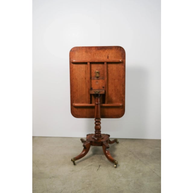 19th Century Antique Regency Tilt Top Table With Wheeled Base | Chairish
