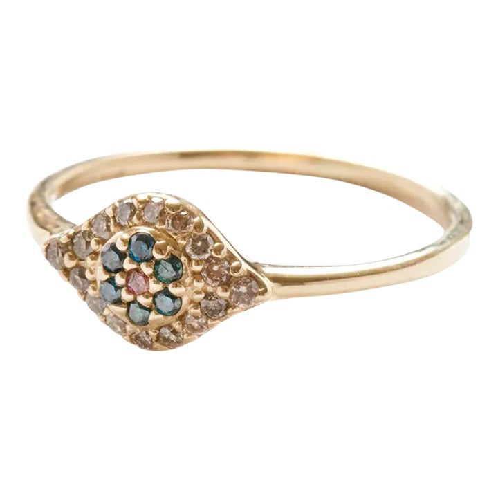 Anné Gangel Diamond and Sapphire Evil Eye Ring Size 6.5 | Chairish