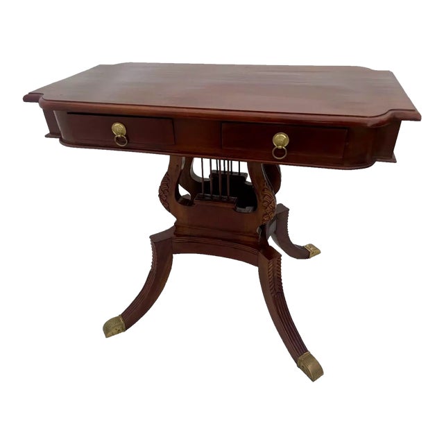 Mid 20th Century Console Table Lyre Violin Double Harp Pedestal Base ...