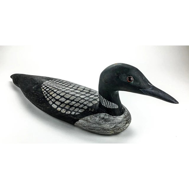 Folk Art Hand Carved Wood Decoy Duck Statue | Chairish