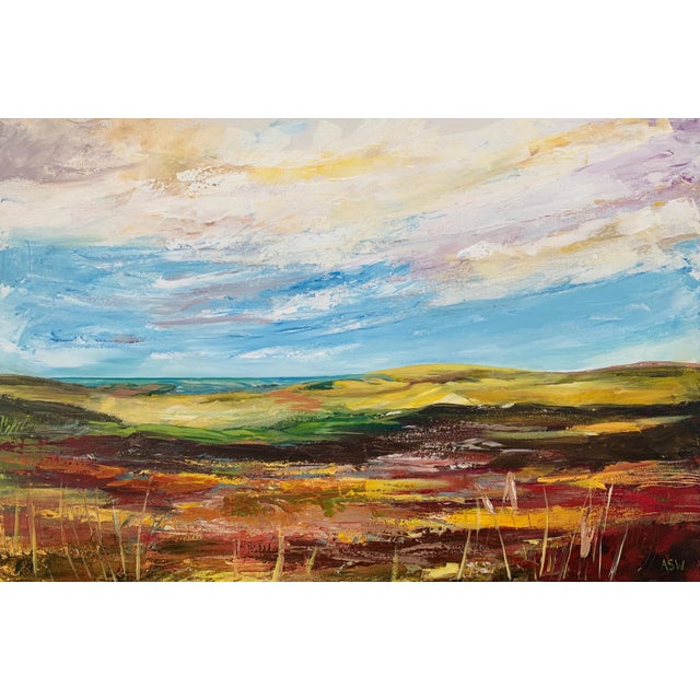 Angela Wakefield, Colourful Abstract Landscape Painting of English ...