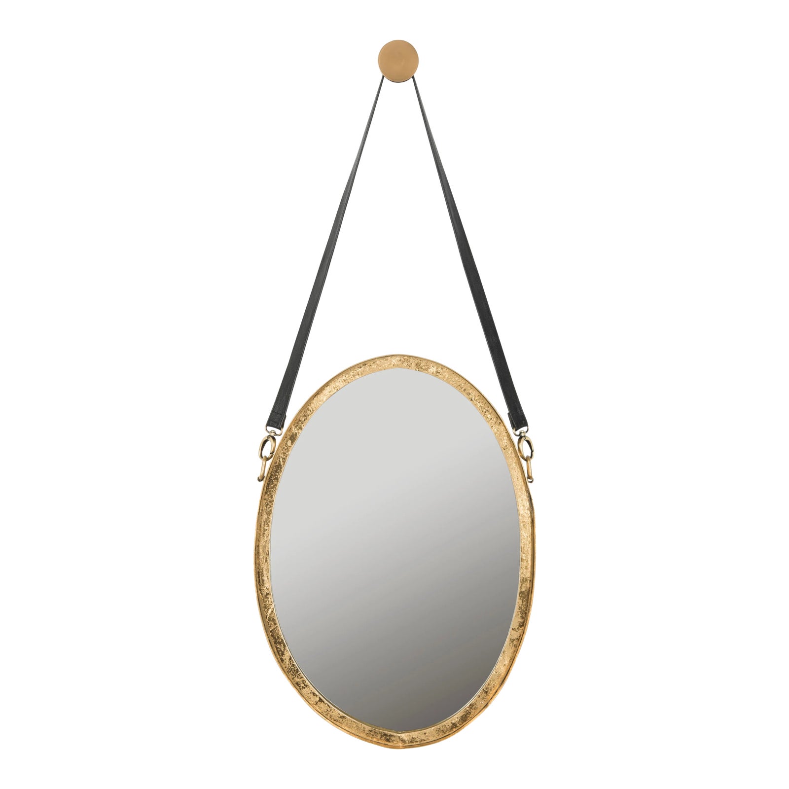 Strap Mirror in Antique Gold | Chairish
