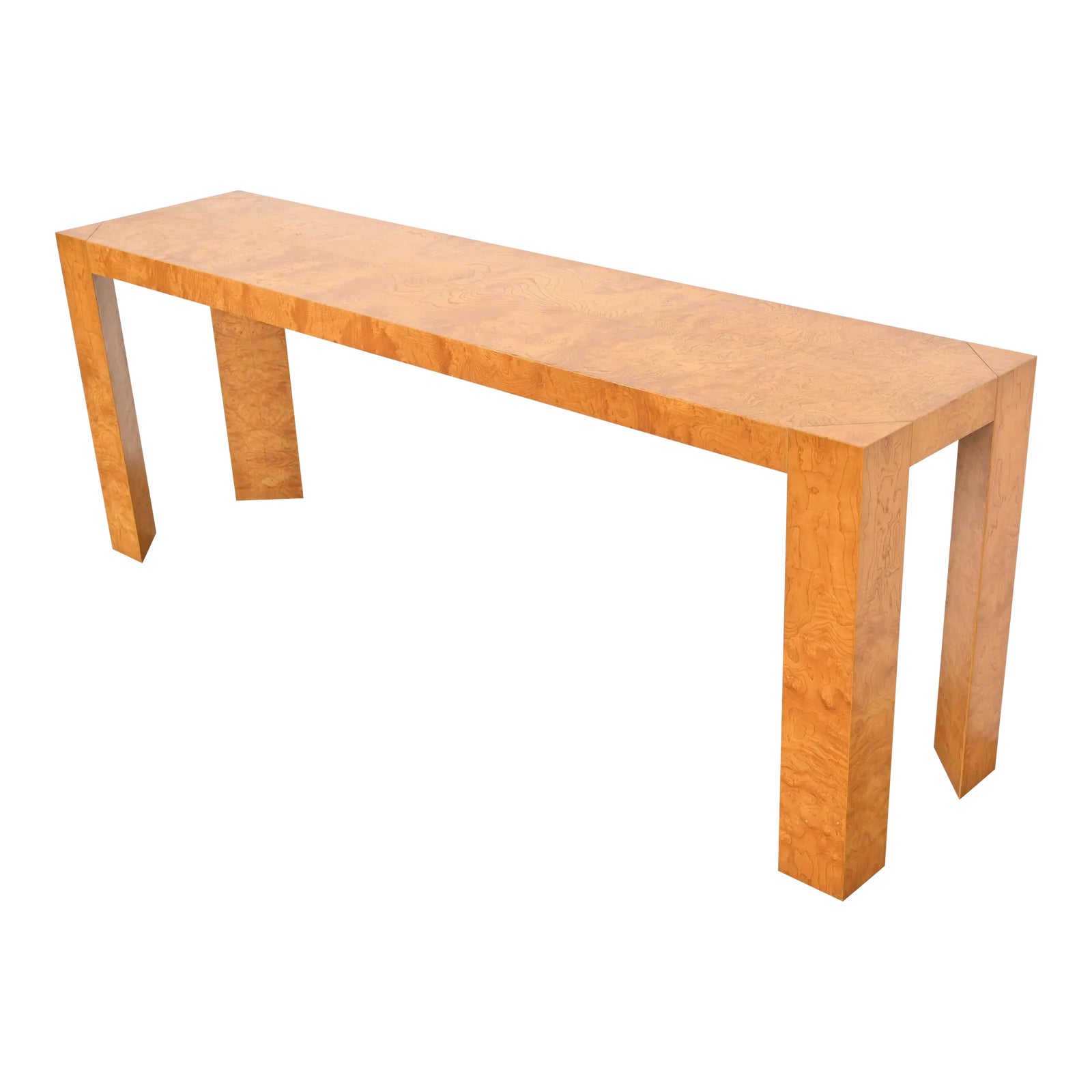Milo Baughman Style Mid-Century Modern Burl Wood Console Table, Circa ...
