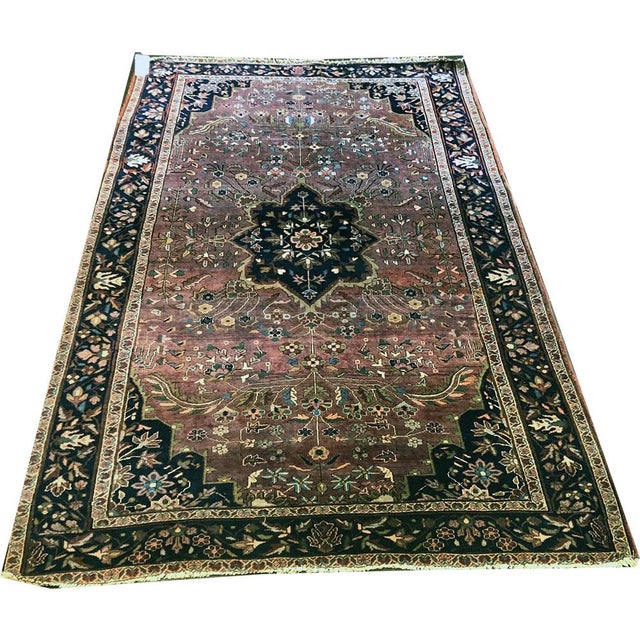 Antique Rare Purple Ground Persian Ferahan Sarouk Rug | Chairish