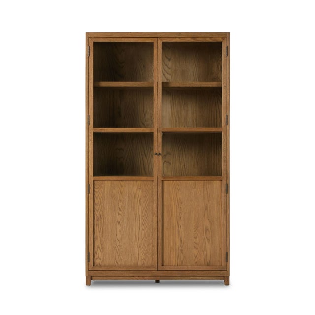 Millie Panel And Glass Door Cabinet Drifted Oak Chairish