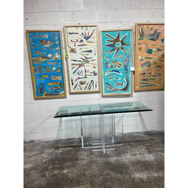 Mid Century Thick Lucite Console Table | Chairish