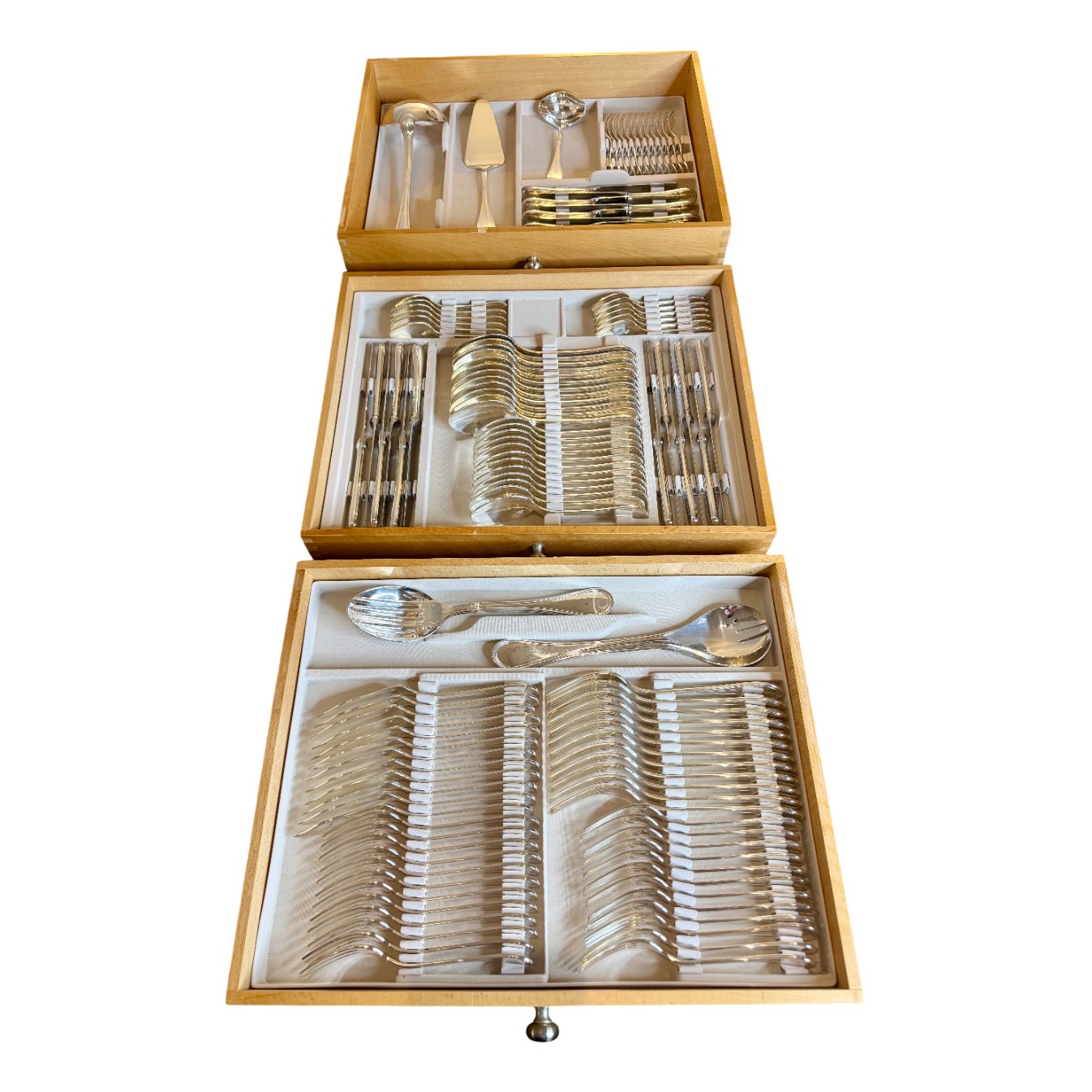 French Silverplate Flatware Set by Guy Degrenne, Set of 127 | Chairish