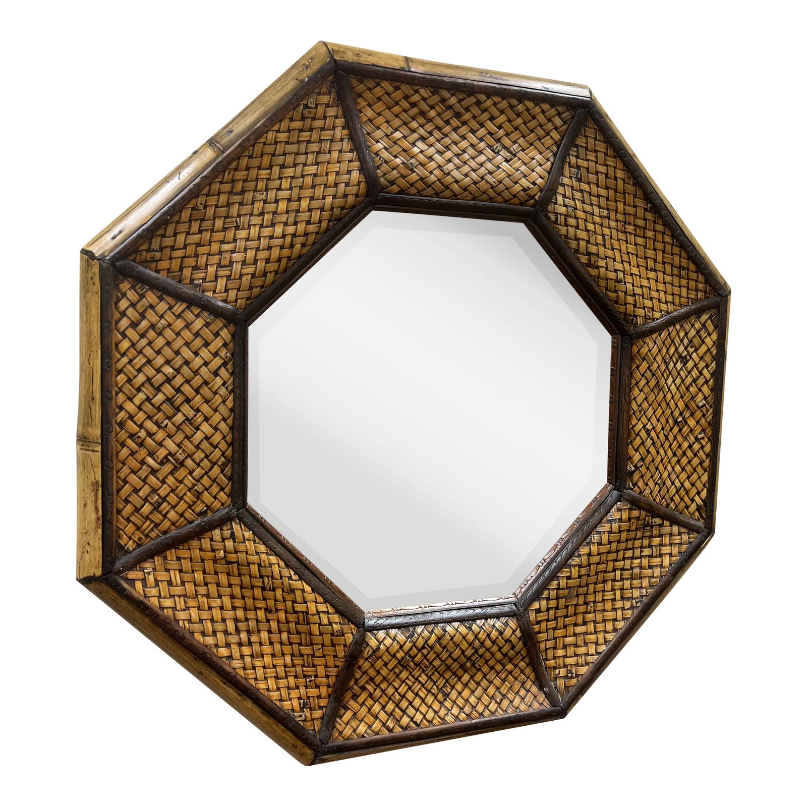 Vintage Octagonal Rattan Mirror | Chairish