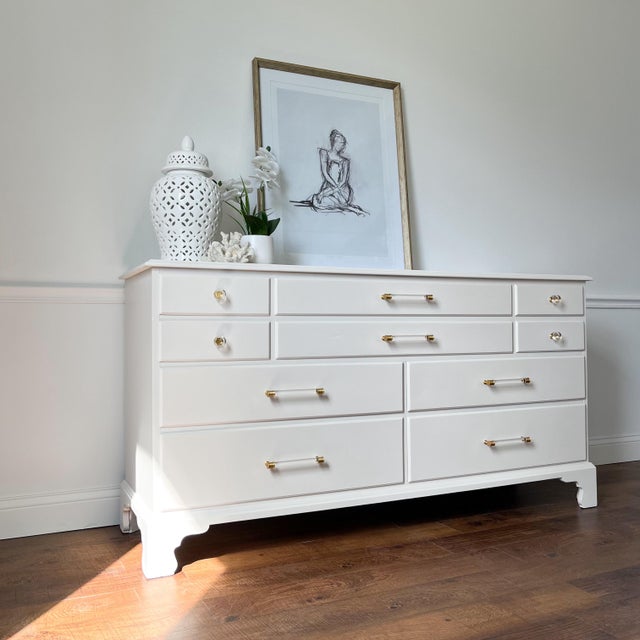 1980s Henkel Harris Dresser Modern Greige Lacquer Finish | Chairish