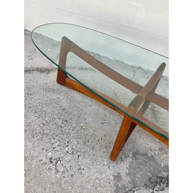 Mid Century Modern Ribbon Coffee Table With Oval Glass Top by Adrian ...