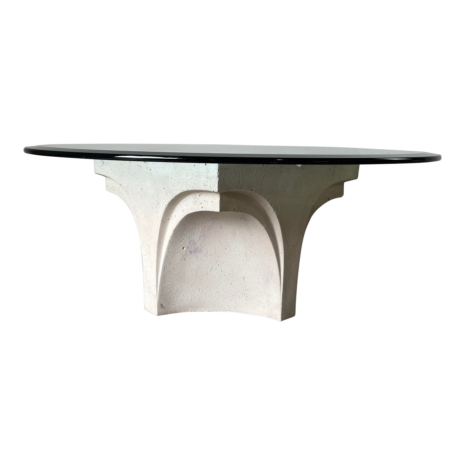 80' S Postmodern Sculptural Plaster Coffee Table W/ Glass Top | Chairish