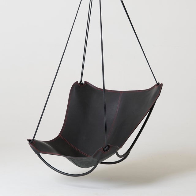 Modern Black Leather ButterFLY Swing Chair by Studio Stirling | Chairish