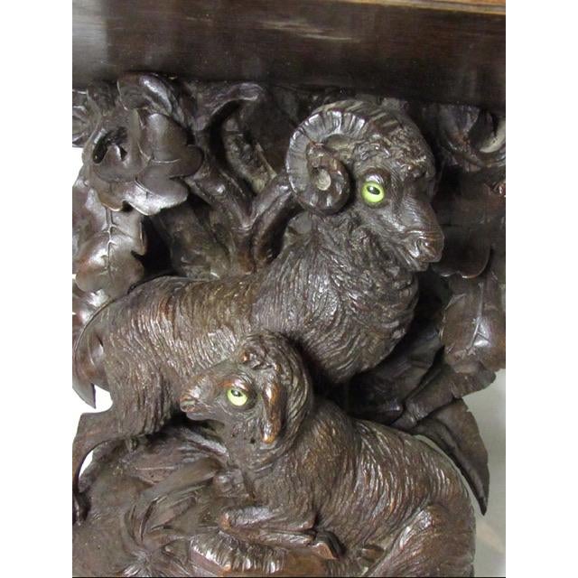 Black Forest Carved Wood Ram and Ewe Wall Shelf | Chairish