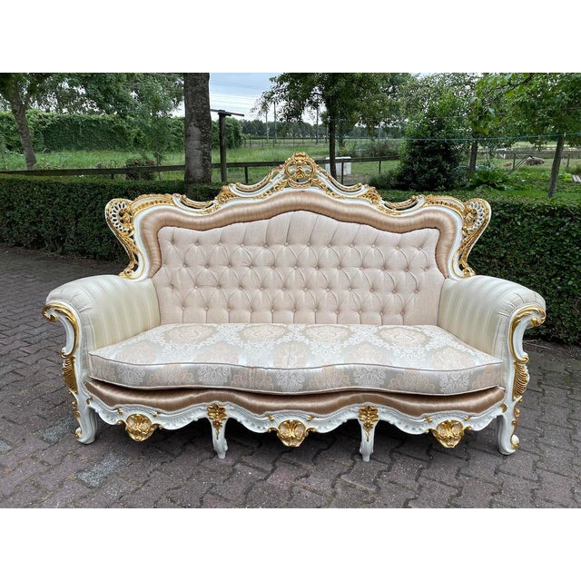 Late 20th Century Italian Baroque/Rococo Sofa Set in Lacquer Beech and ...