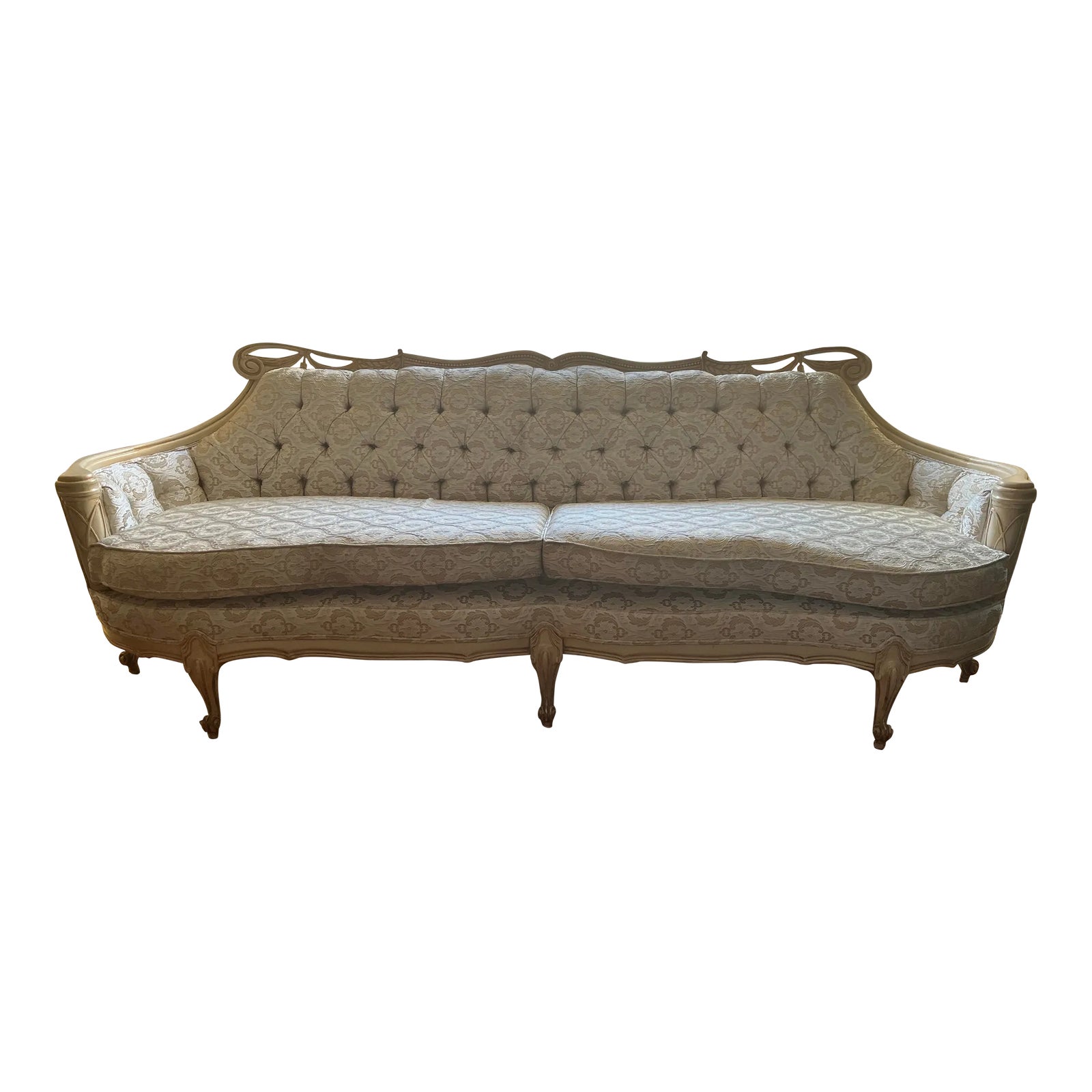 French Provincial Sofa Cream Gold Mid-Century Modern 1960’s | Chairish