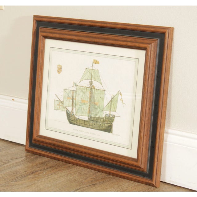 Vintage Santa Maria Anno Domini Maritime Lithograph Print | Chairish
