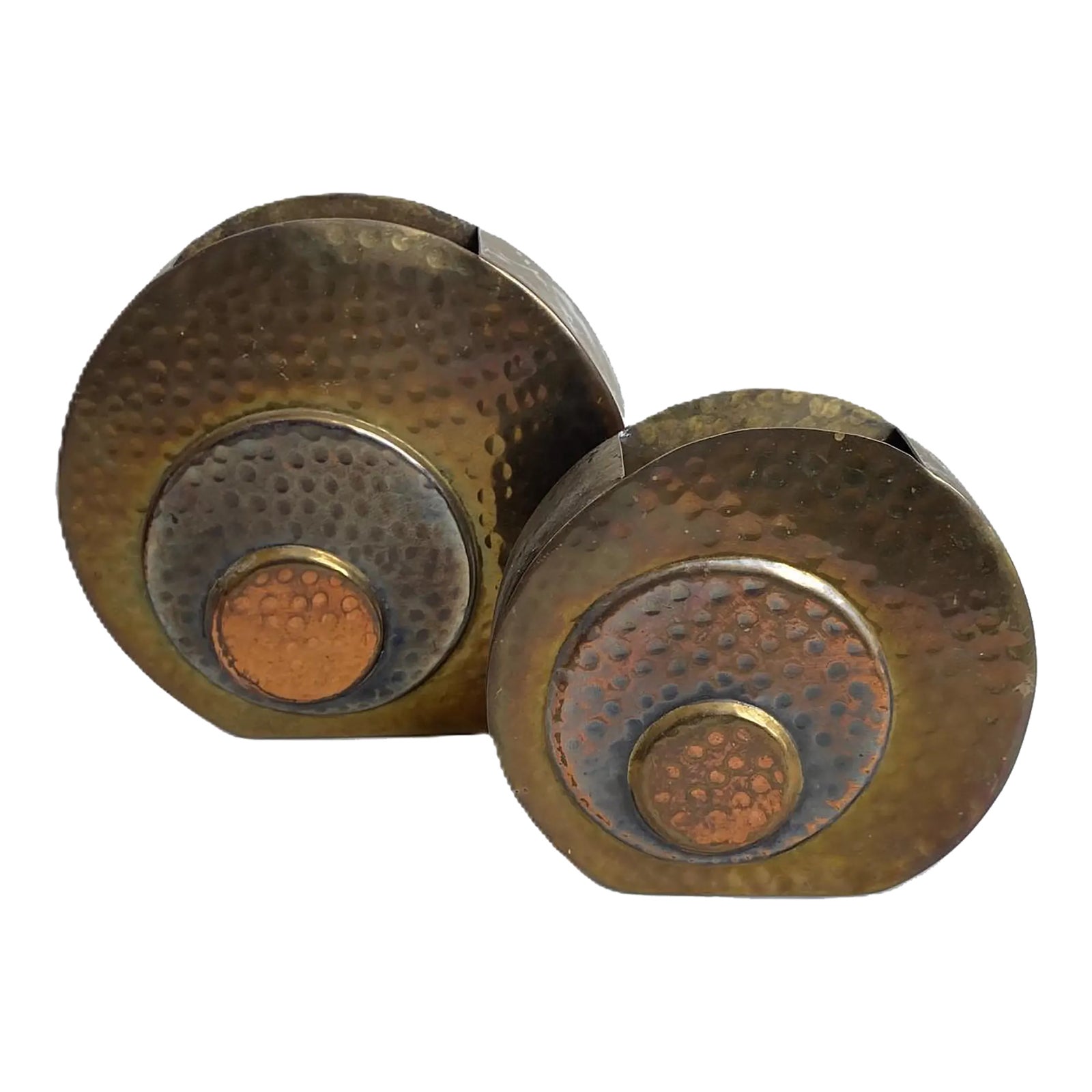 Vintage Pair Rosenthal Netter Hammered Brass and Copper Disc Art Deco ...