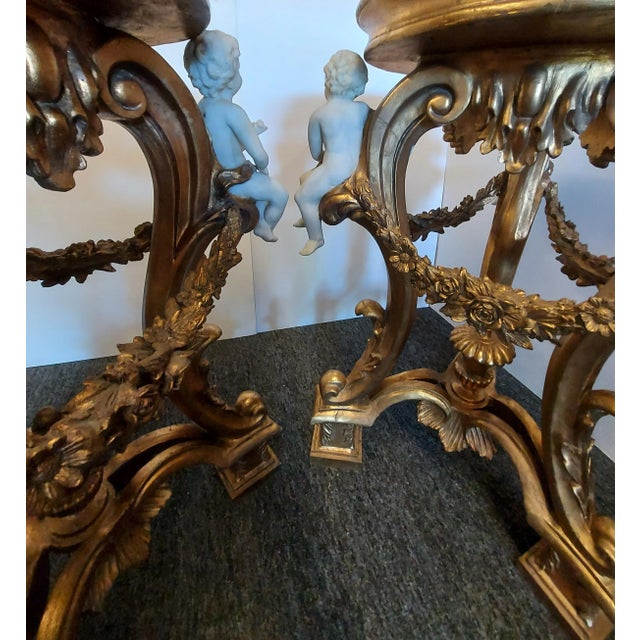 1950s French Mid Century Marble Top Cherub Tables - Set of 2 | Chairish