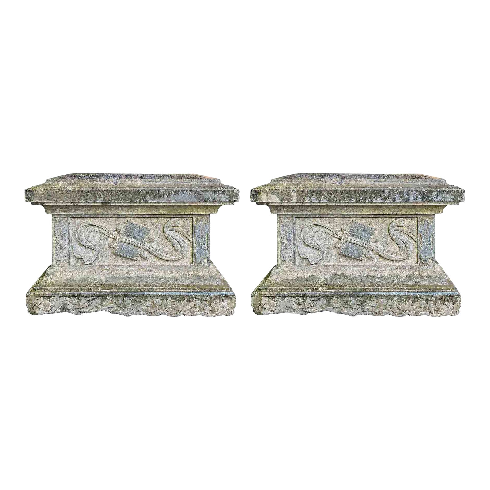 Late 20th Century Carved Granite Bases - a Pair | Chairish