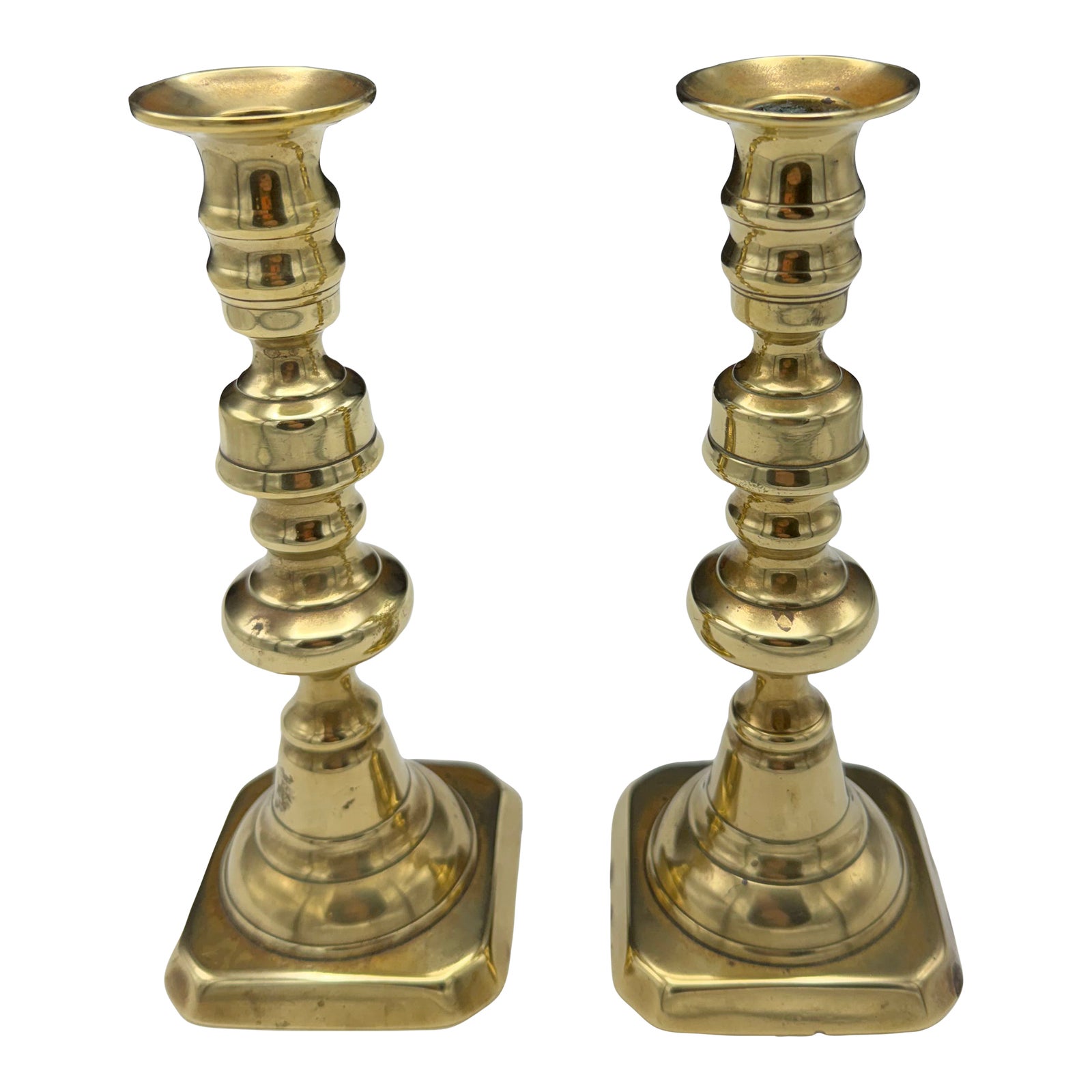 Pair of Vintage English Brass Candlesticks | Chairish