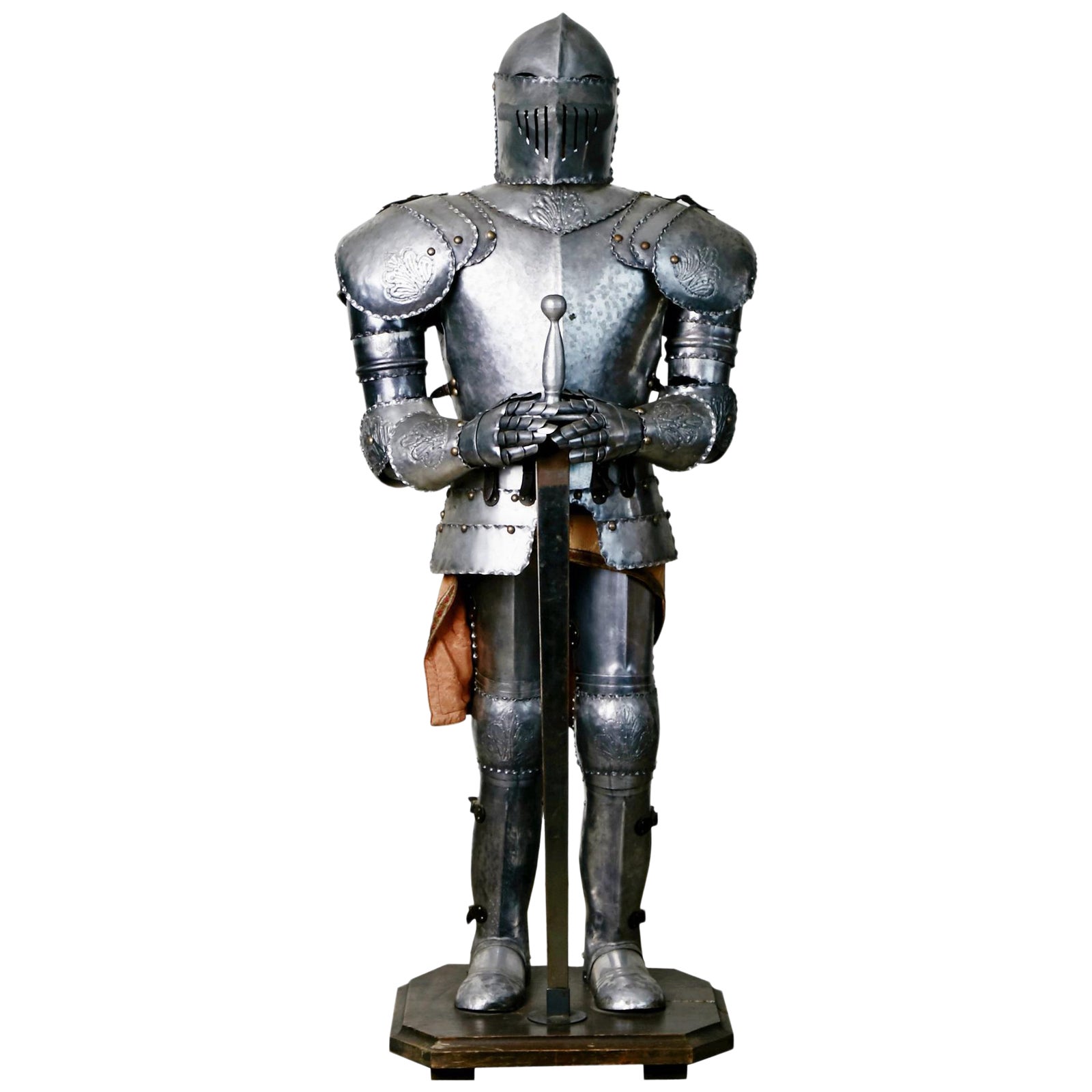 Medieval Style Suit of Fully Articulating Armor With Sword on Display ...