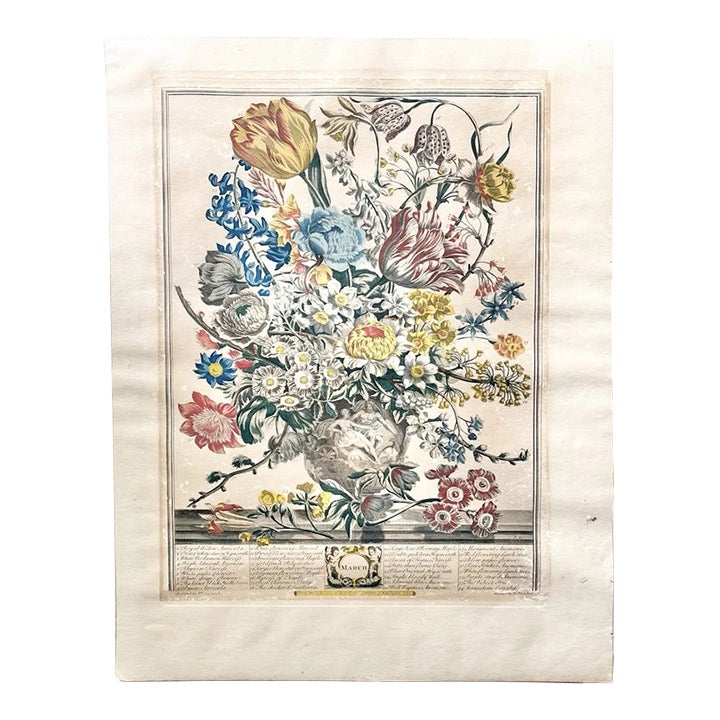 1960s Robert Furber “March” Floral Calendar Vintage Print | Chairish