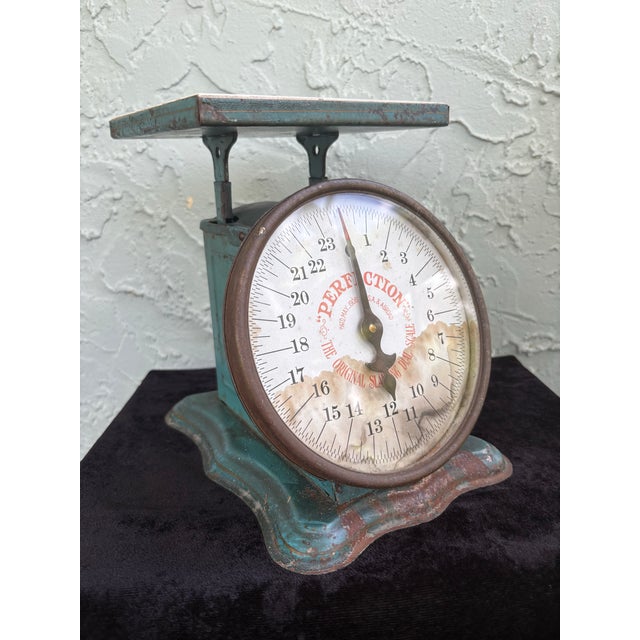 Antique 1906 Triner “Perfection” Family Kitchen Scale in Original Aqua ...