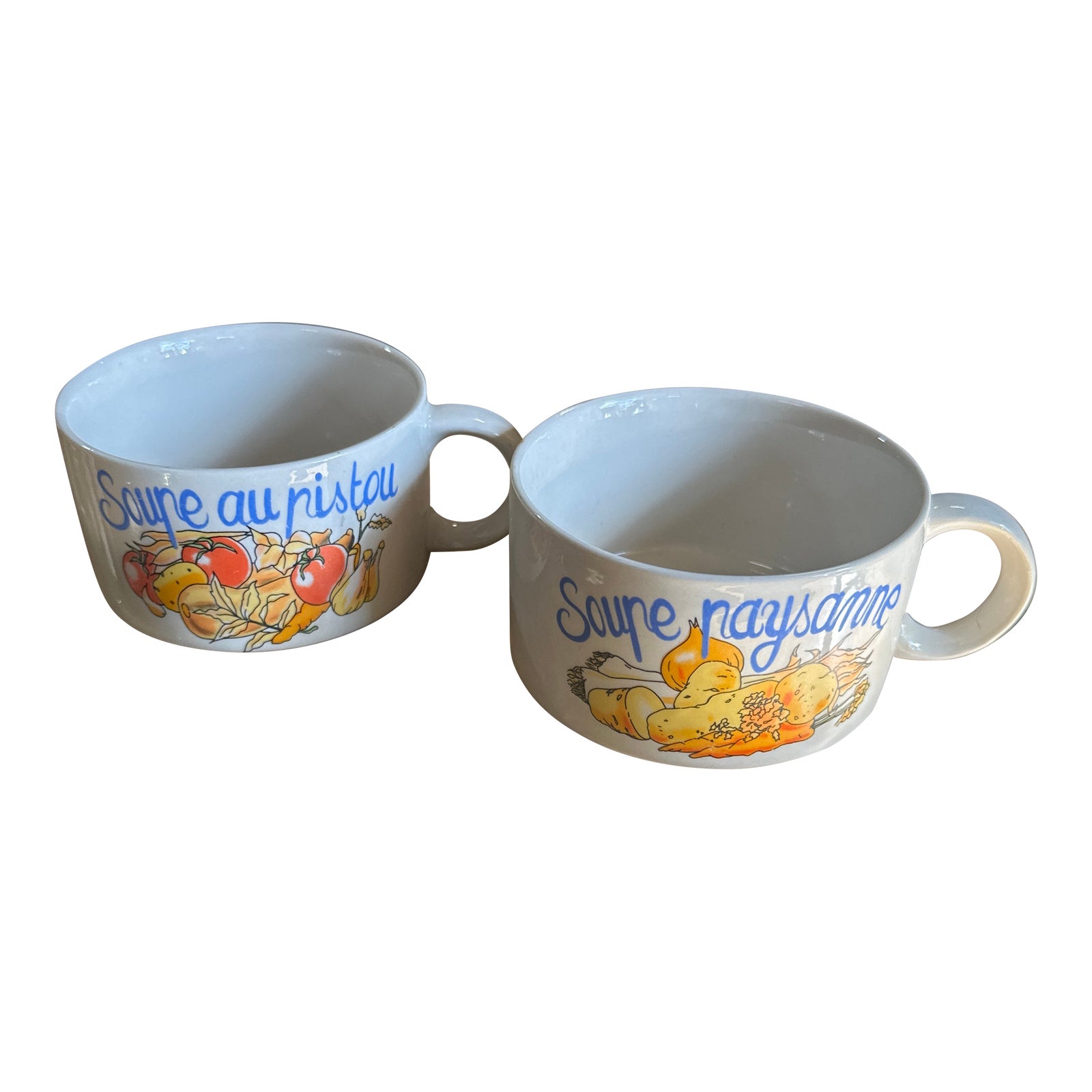 Vintage Farm Style Soup Bowls- Pair | Chairish