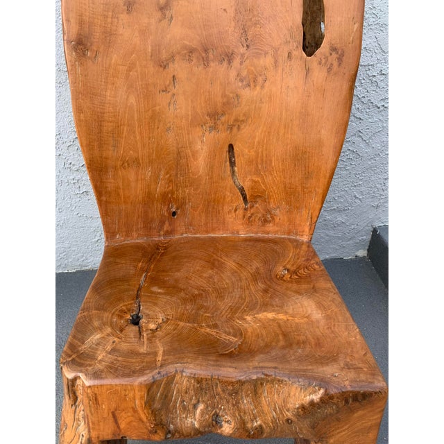 Contemporary Organic Burl Wood Chair | Chairish