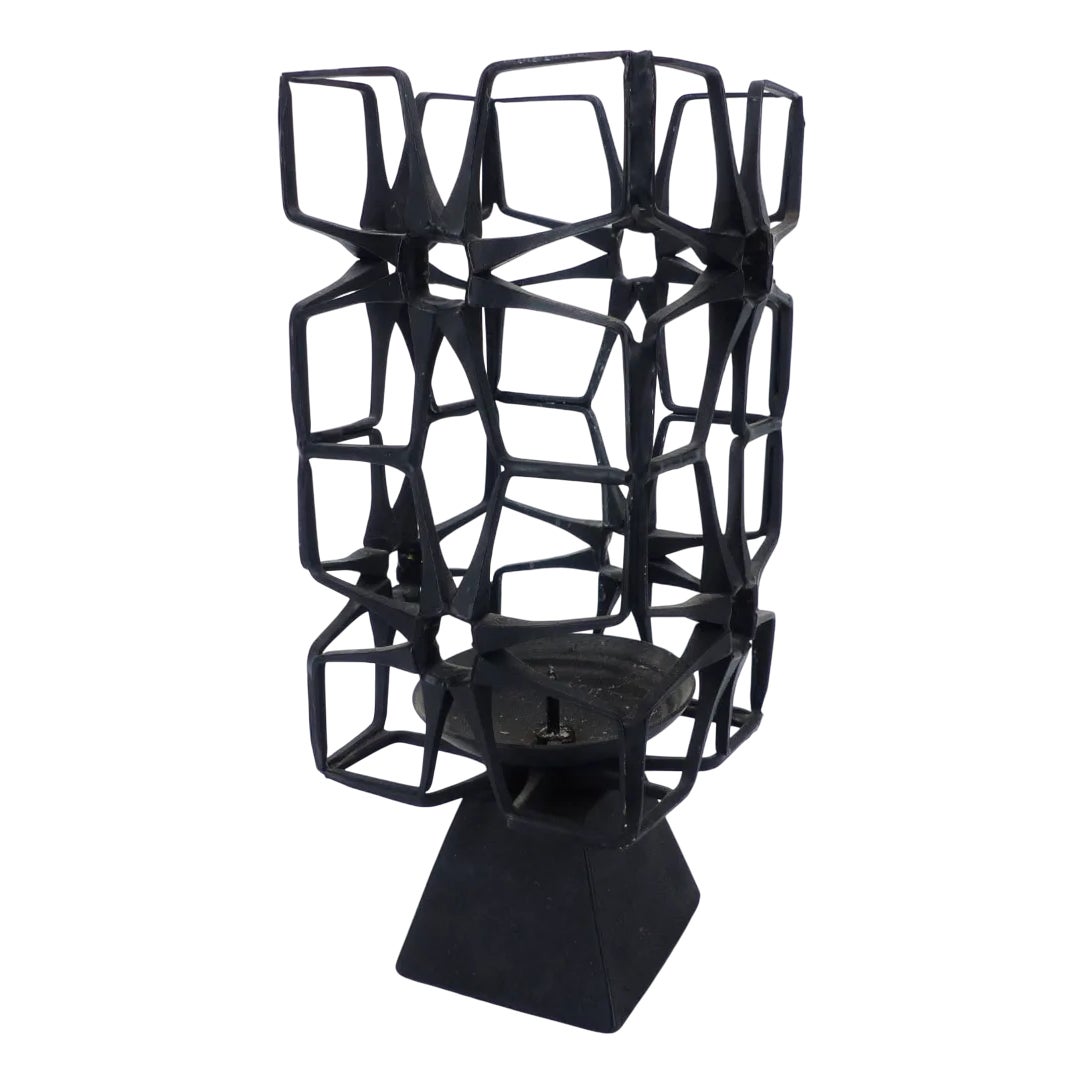 Brutalist Wrought Iron Candlestick by Bruce Weir, 1960 | Chairish