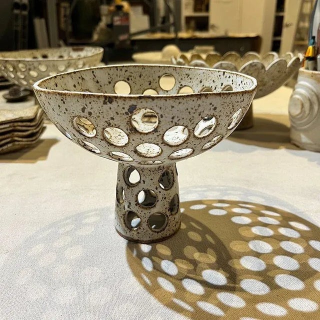 Hand-Built Small Footed Pedestal Bowl | Chairish